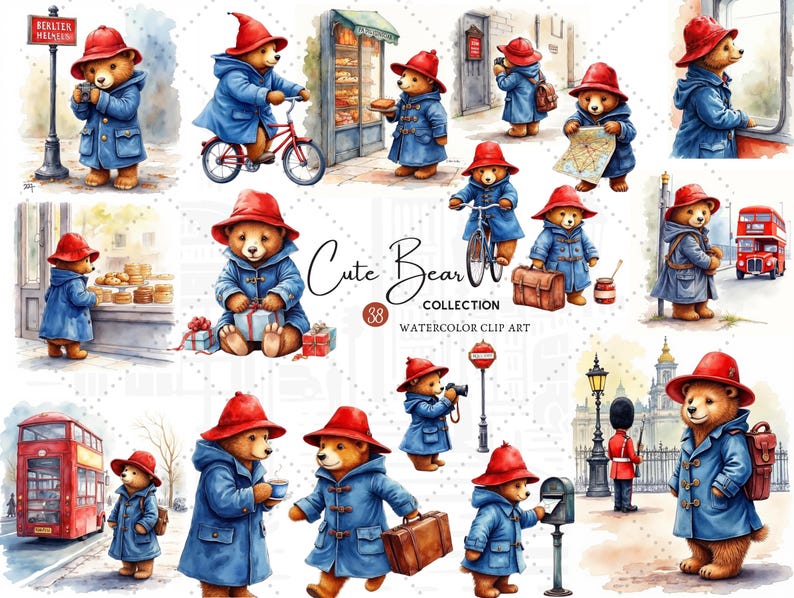 Watercolor Paddington Royal Bear Clipart, British Coronation May ...