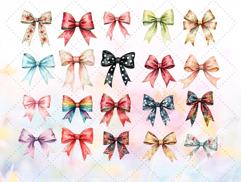 Ribbon Clipart Bundle Colorful Bows,wraps Ribbons PNG Set for Gifts ...