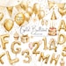 Gold Balloon Letters & Numbers Clipart – Party Decorations PNG, Foil ...