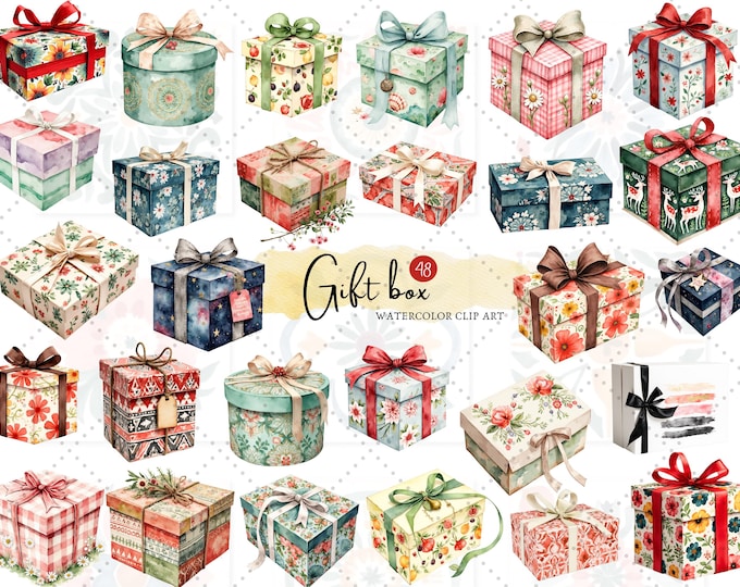 100 Luxury Gift Box Set Cliparts, Planner Clipart, Scrapbook, Bridal ...