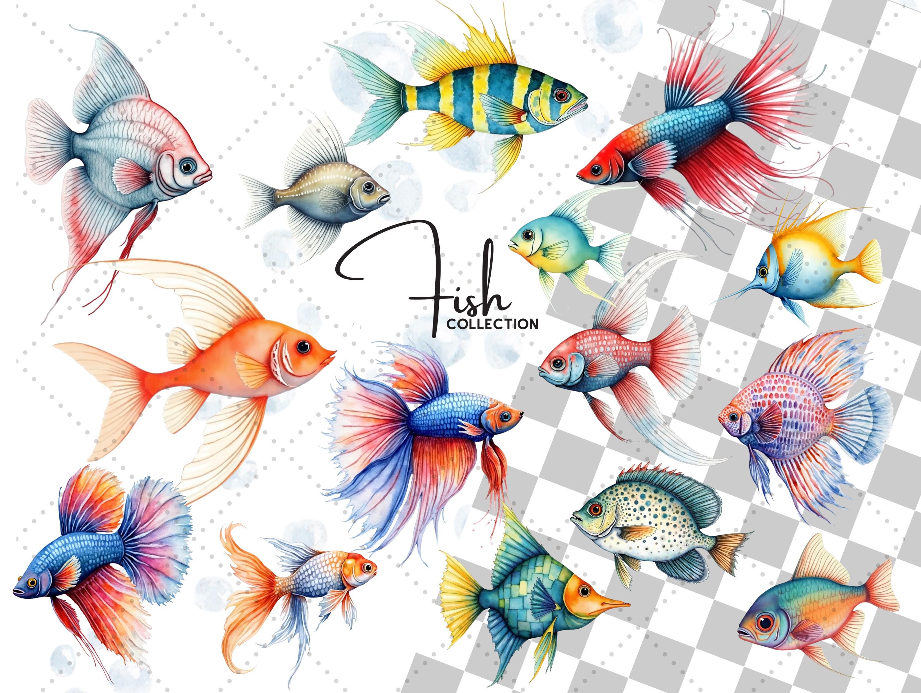 Cute Fish Clipart – Watercolor Ocean Animals, Sea Life PNG, Under the ...