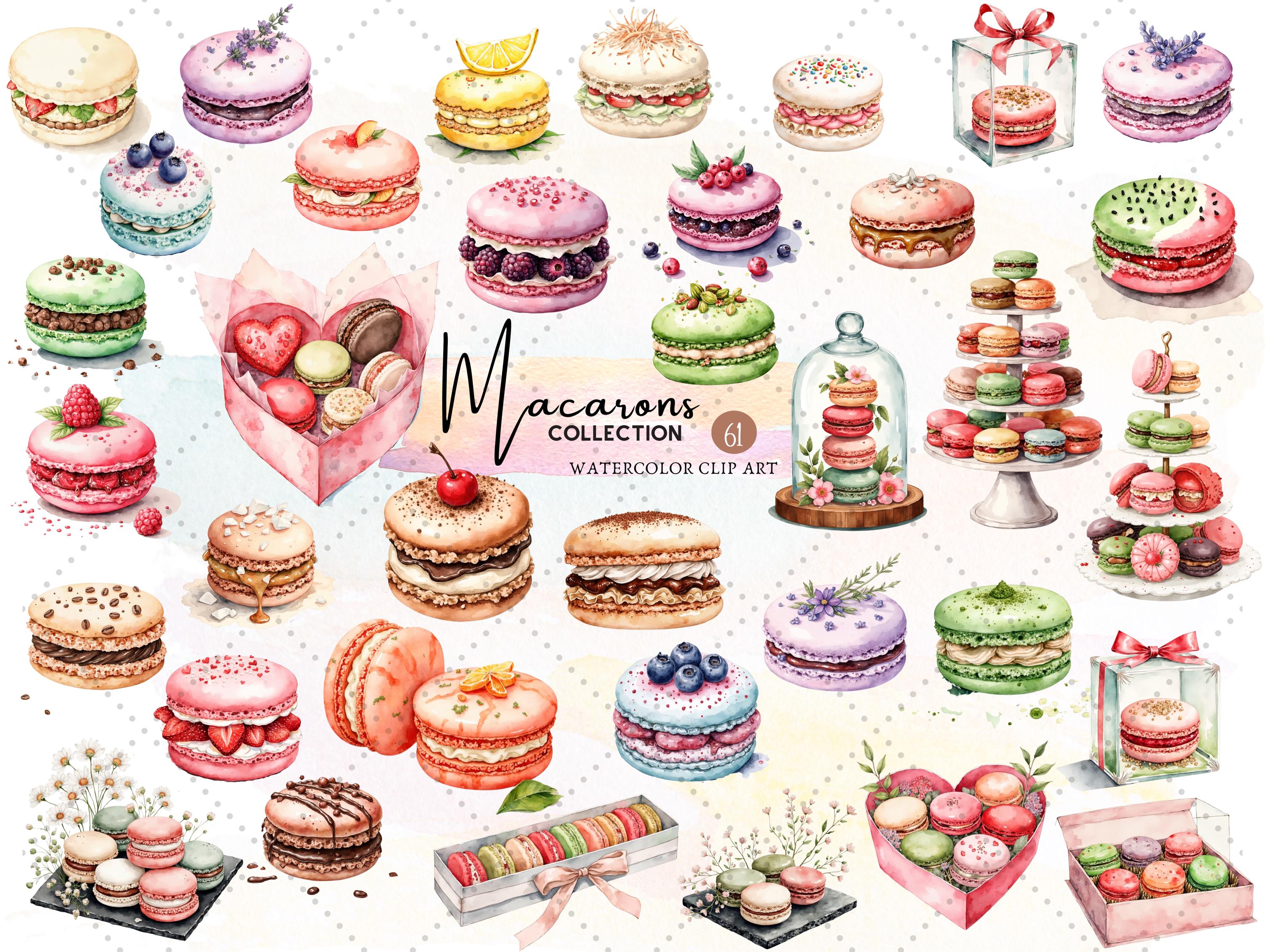 Macaron Clipart Bundle Colorful French Cookies PNG Set in Pastel Shades ...