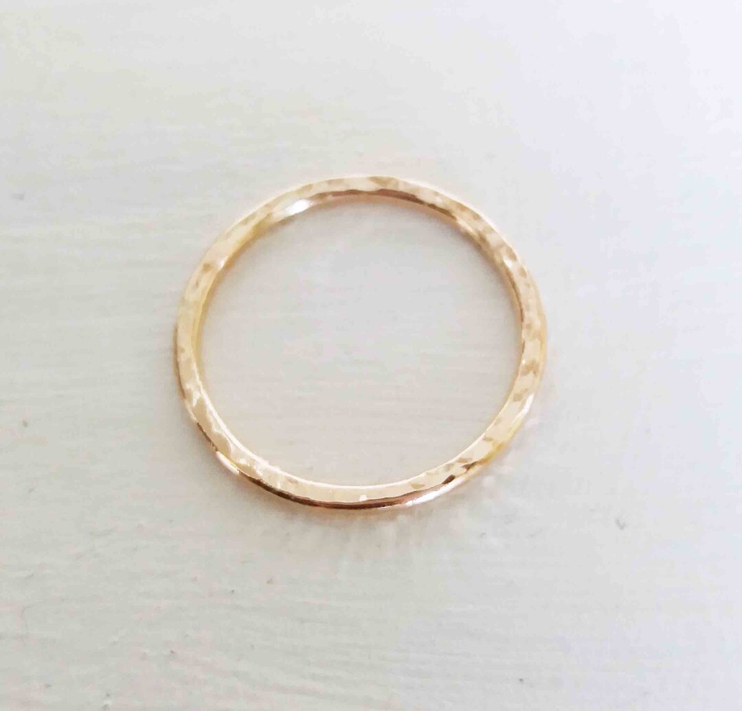 14k Solid Gold Stacking Band Rings, Stackable Narrow Gold Band Rings ...