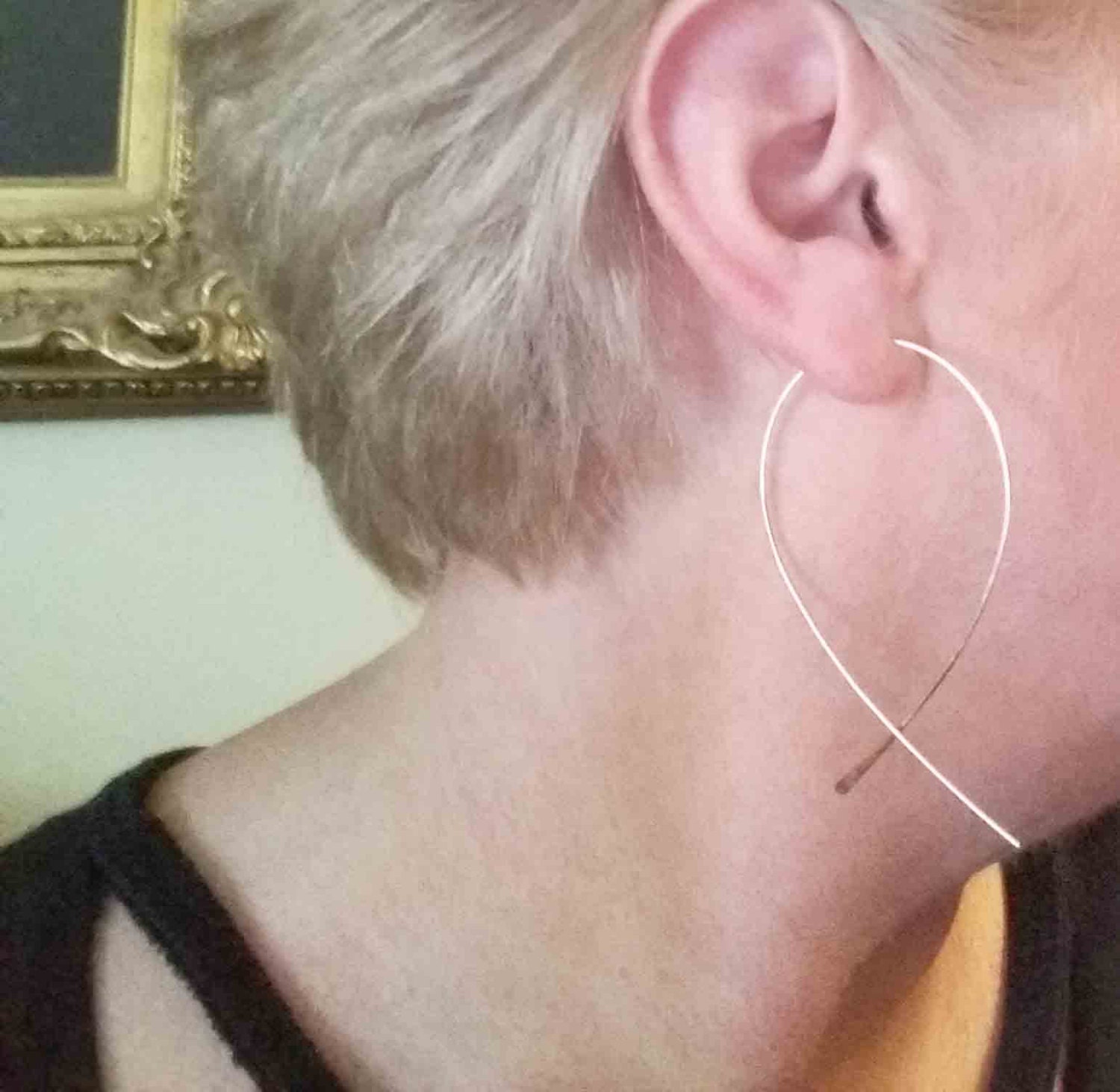 Lightweight Loop Cross Over Threader Hoop Earrings Delicate | Etsy