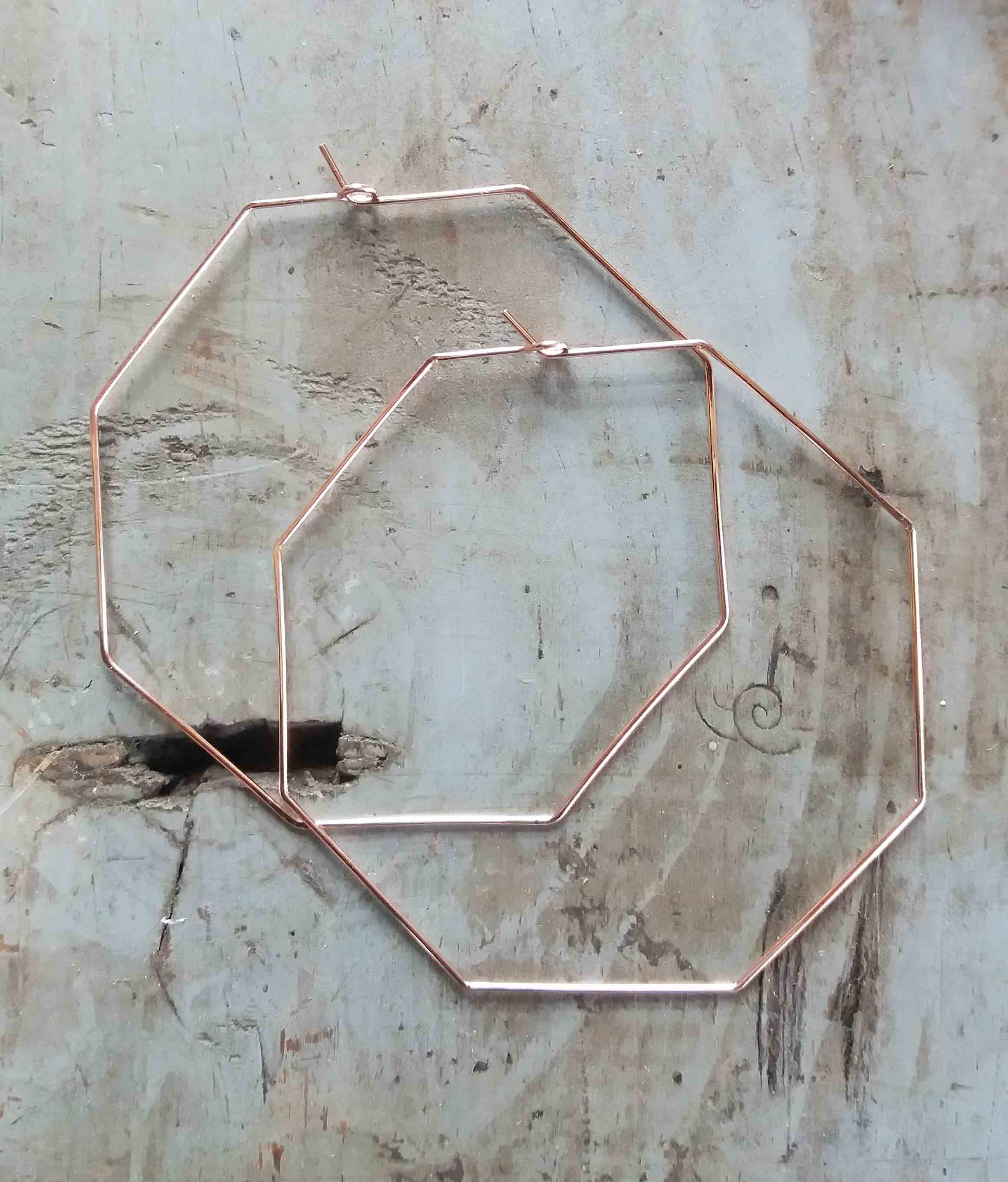 Large Octagon Hoop Earrings Honeycomb Hoops Delicate Gold | Etsy