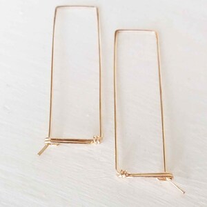 14k Gold Rectangular Hoop Earrings, Rectangle Earrings, Gold Hoop ...