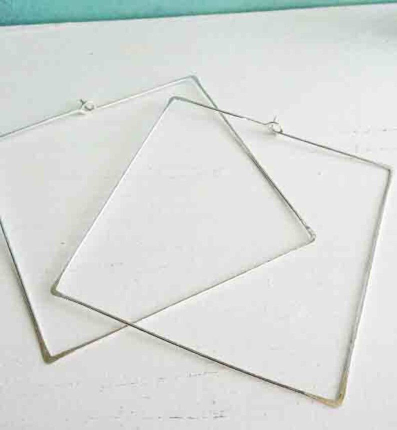 Large Square Silver Hoop Earrings Delicate Gold Hoops | Etsy