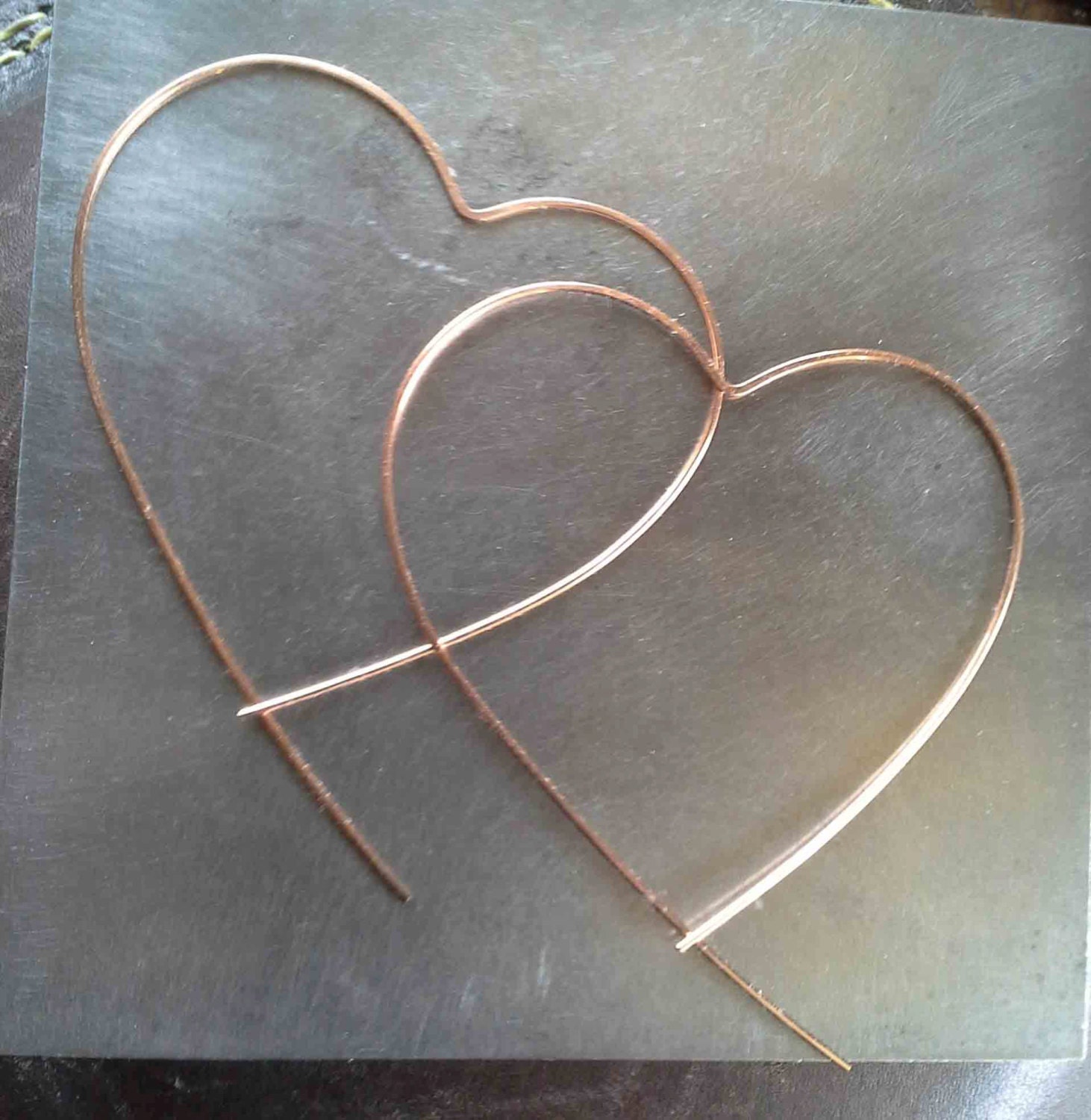 Heart Hoop Earrings Big Heart Hoops Open Heart Threaders - Etsy