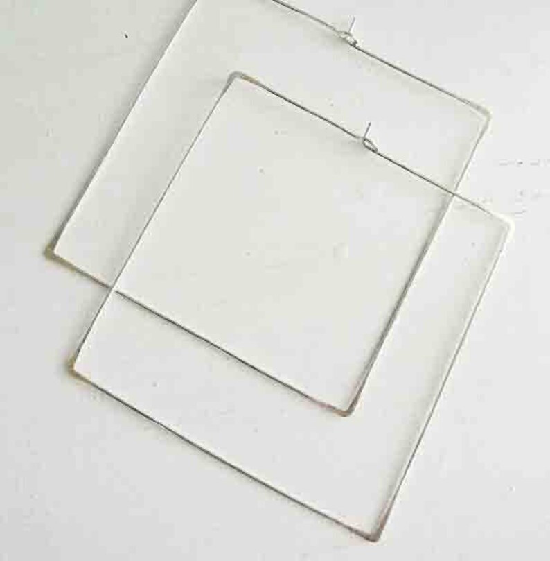 Large Square Silver Hoop Earrings Delicate Gold Hoops | Etsy