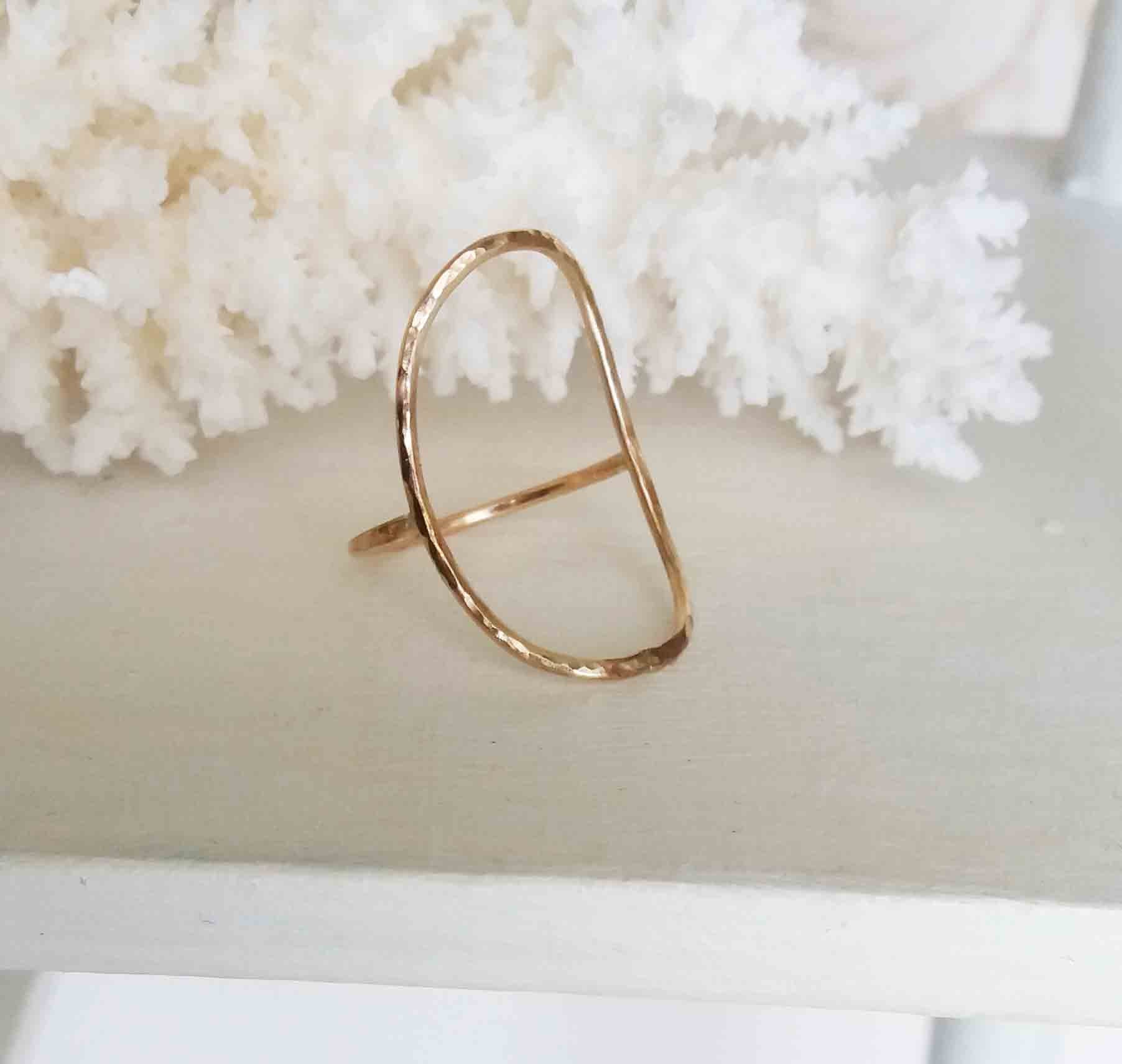Large Open Oval Gold Ring 14k Gold Filled Hammered Ring | Etsy