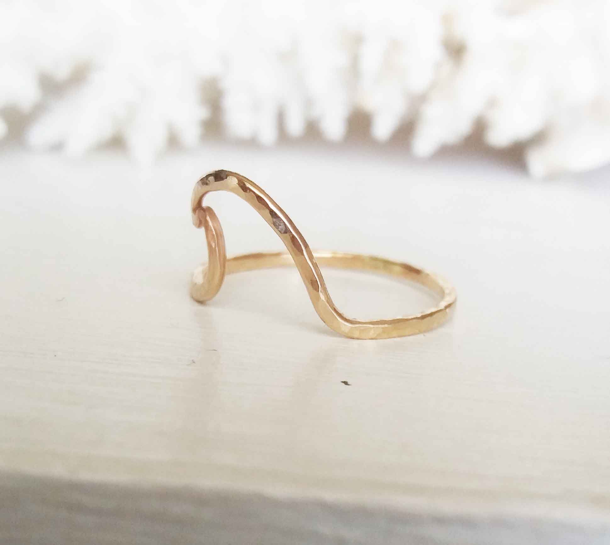 Ocean Wave Ring 14K Gold Wave Ring Mermaid Ring Summer | Etsy