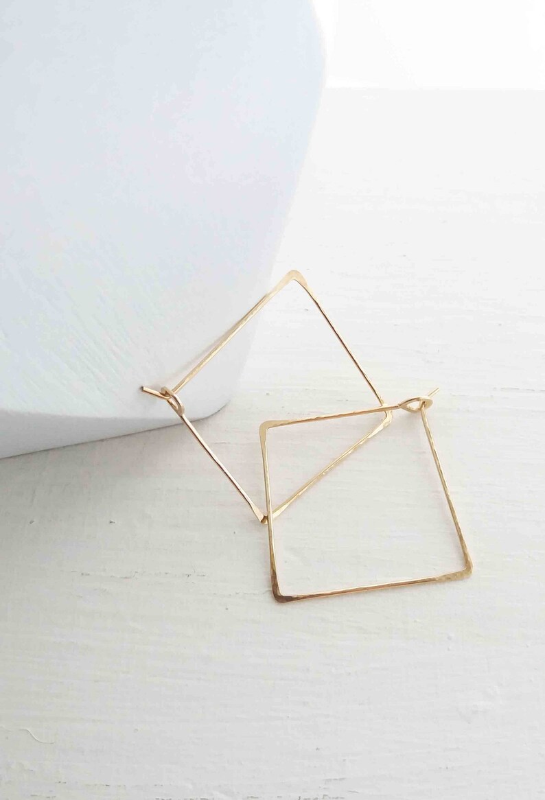 Square Hoop Earrings Small Square Hoops Gold Square Hoops | Etsy