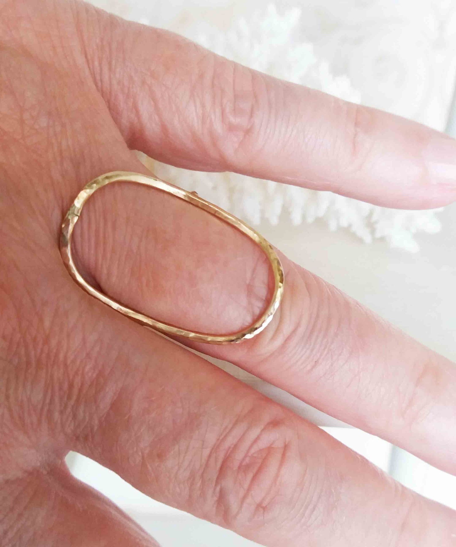 Large Open Oval Gold Ring 14k Gold Filled Hammered Ring - Etsy