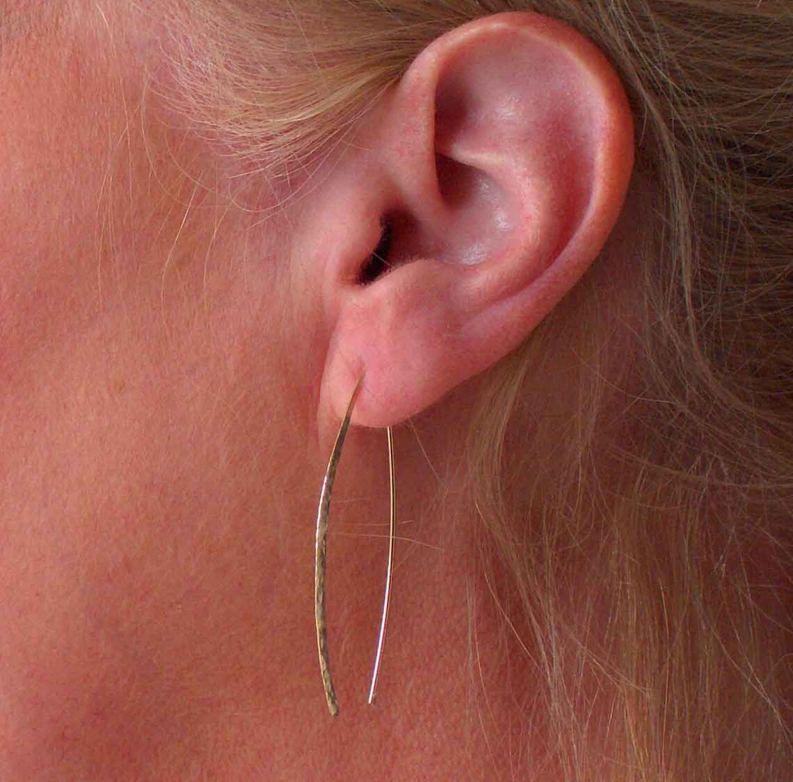 Delicate 2 Inch Gold Hoops Gold Threader Earrings Open Hoop - Etsy