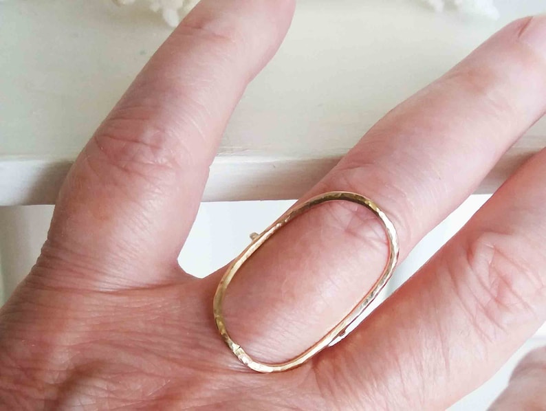 Large Open Oval Gold Ring 14k Gold Filled Hammered Ring | Etsy
