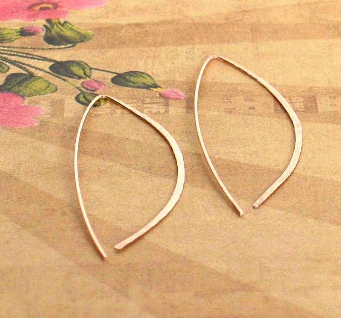Rose Gold Bow Arc Hoop Earrings 3 Inch Earrings Open Hoop - Etsy