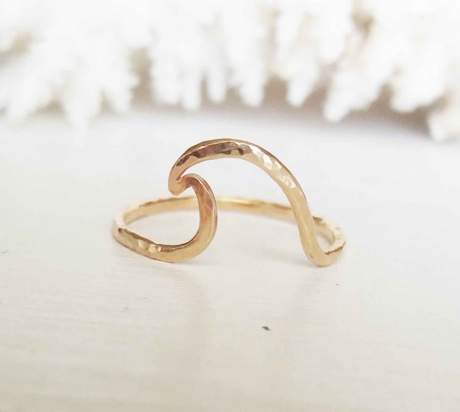 Ocean Wave Ring 14K Gold Wave Ring Mermaid Ring Summer | Etsy