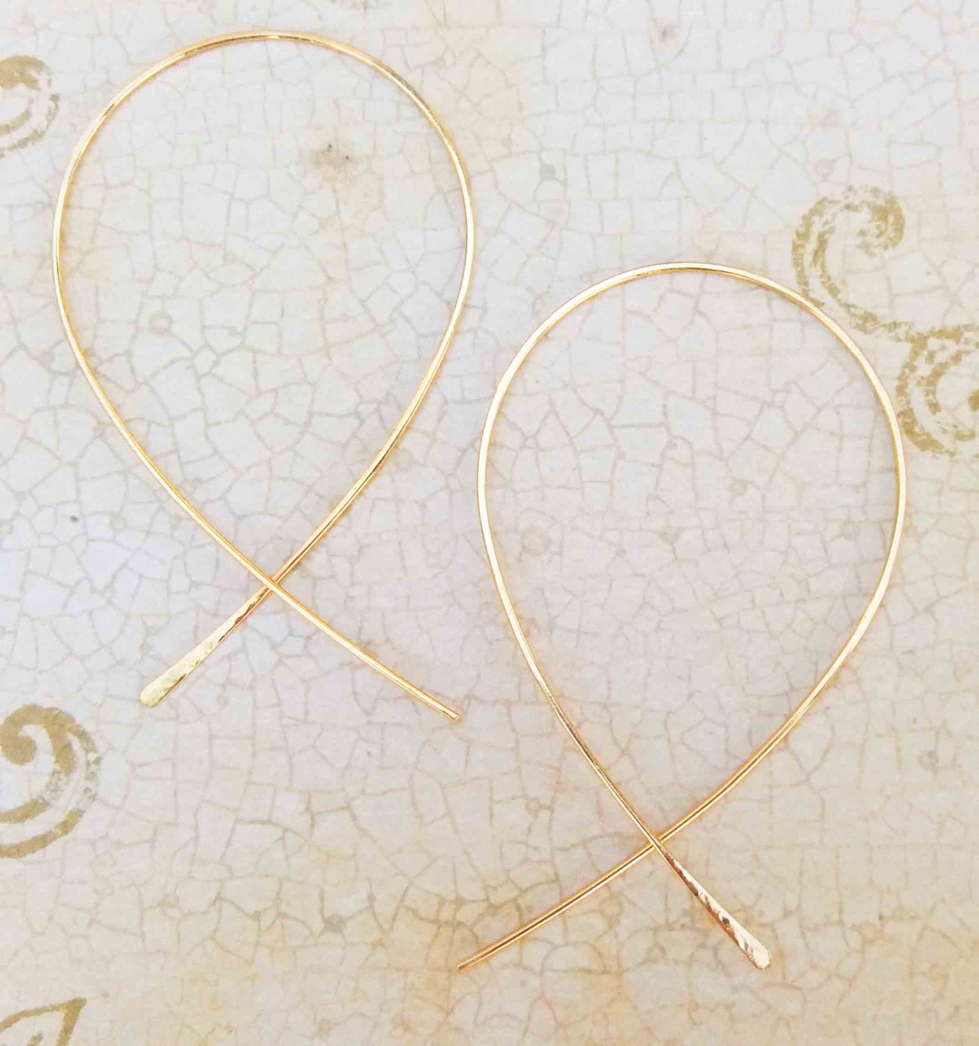 Lightweight Loop Cross Over Threader Hoop Earrings Delicate | Etsy