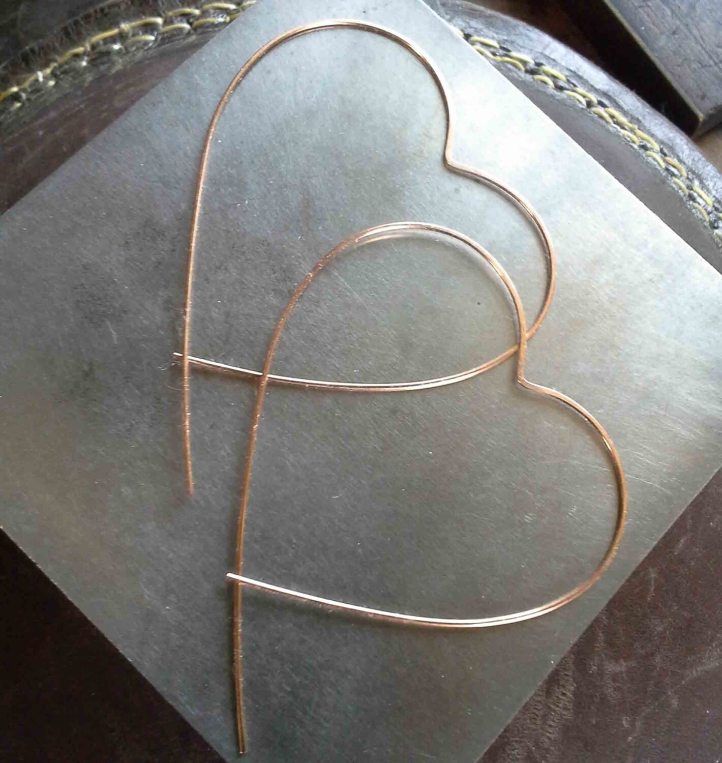 Heart Hoop Earrings Big Heart Hoops Open Heart Threaders | Etsy