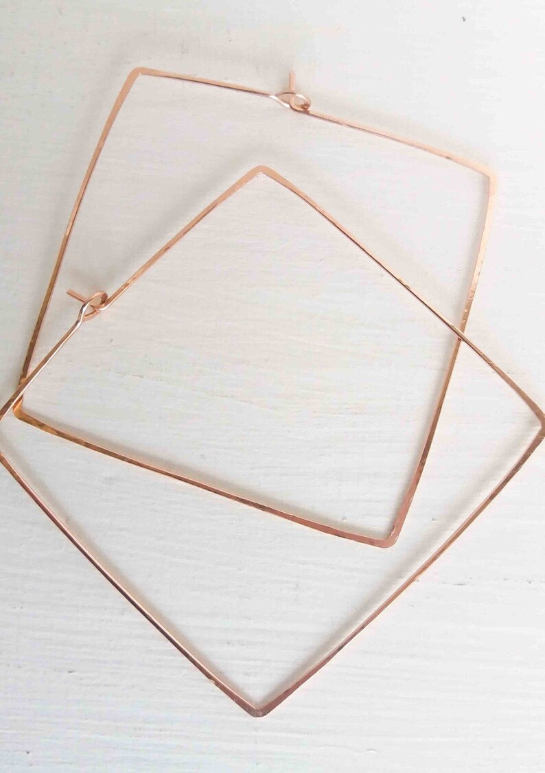Large Square Hoop Earrings Delicate Gold Hoops Big Rose Gold - Etsy
