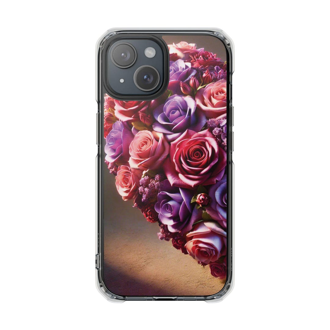 Romantic Floral Magnetic Clear Impact Case Heart-shape Design for ...