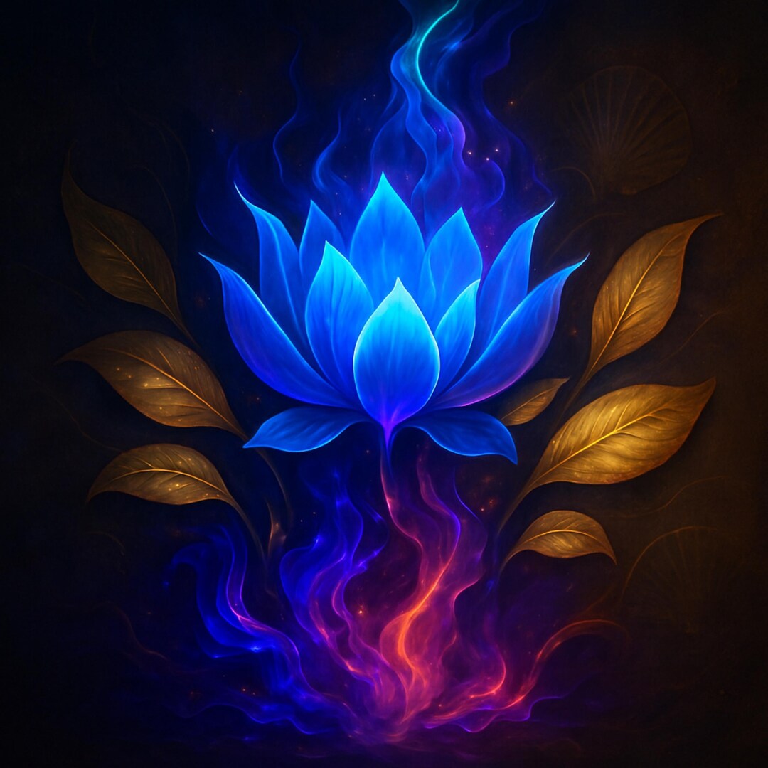 Mystic Blue Lotus Wall Art | Sacred Energy Flower Print | Spiritual ...