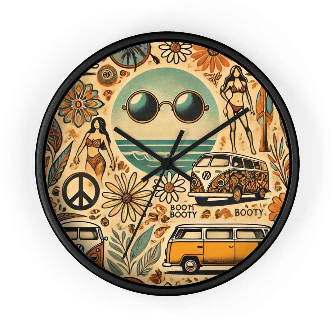Bohemian Wall Clock Retro Home Decor Vintage Floral Timepiece Summer ...