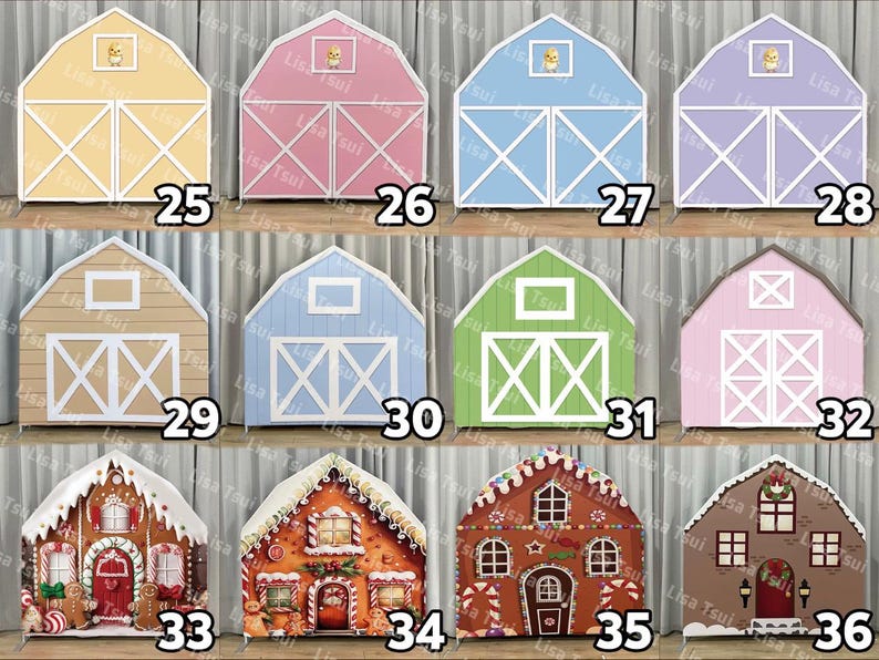 Pink Farm Barn Arch Backdrop Stand Cover Backdrop Frame for Baby Shower ...