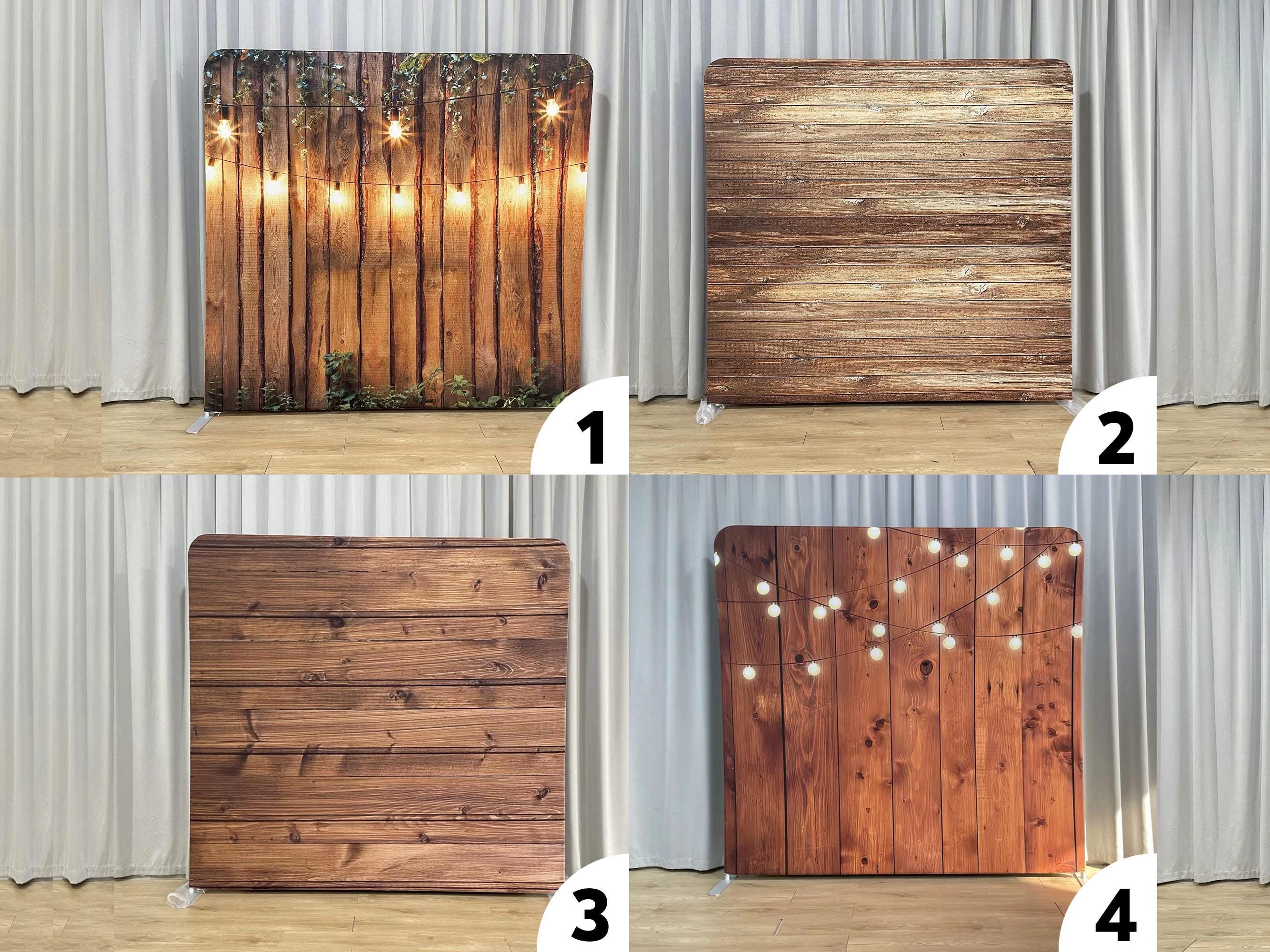 Photobooth Square Backdrop Stand Custom Cover Wood Lights for Baby ...
