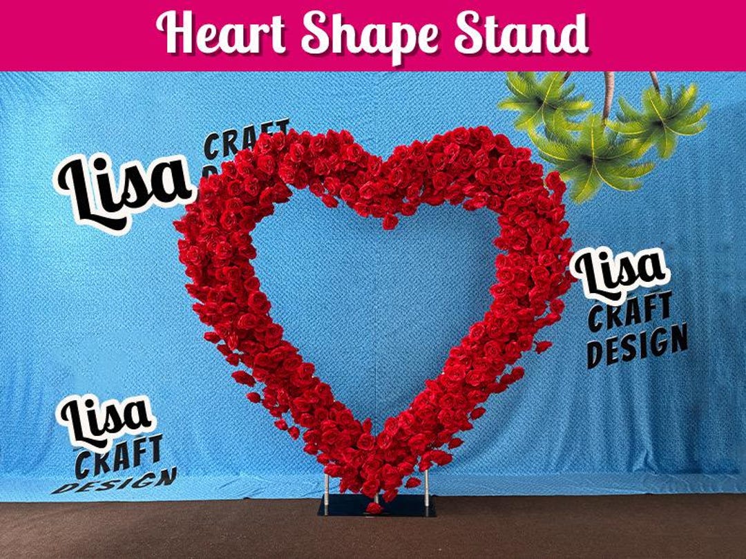 Red Heart Shape Flower Arch Stand Wedding Arch Background Party Stage ...