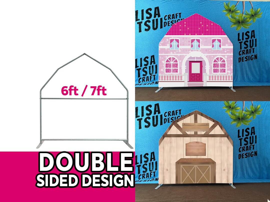Pink Farm Barn Arch Backdrop Stand Cover Backdrop Frame for Baby Shower ...