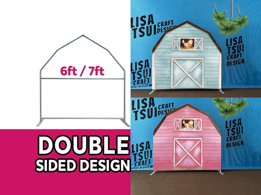 Pink Farm Barn Arch Backdrop Stand Cover Backdrop Frame for Baby Shower ...