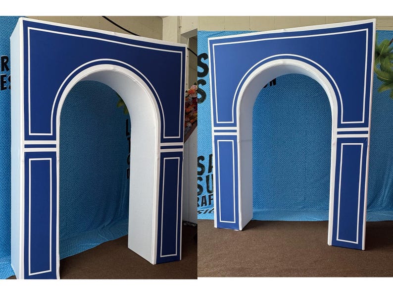 3D Arch Wedding Open Arch Door Backdrop Blue Baby Shower Backdrop ...