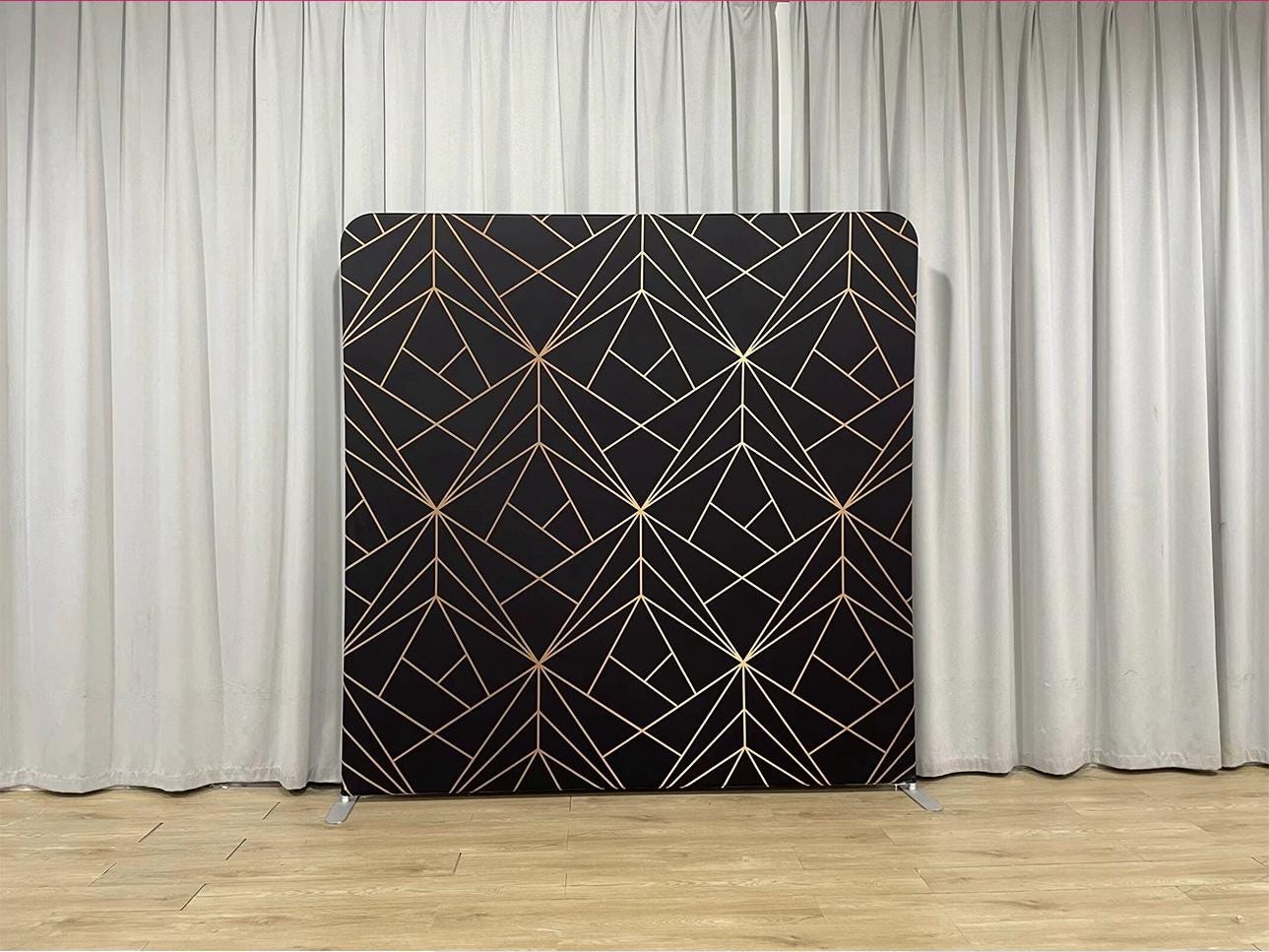 Gold Black Bokeh Photobooth Backdrop Square Stand Cover 8*8ft Backdrop ...