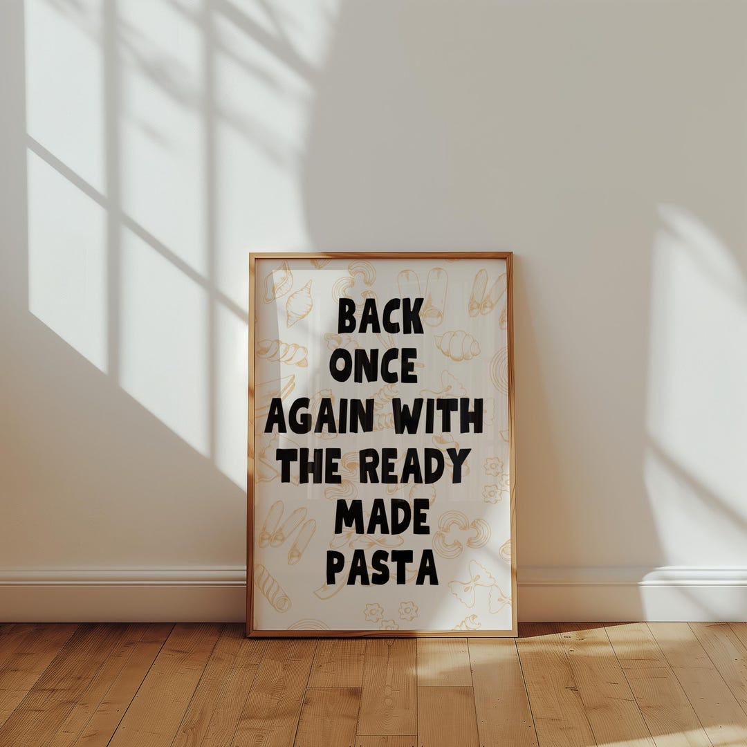 Back Once Again With the Ready Made Pasta Digital Print Black and Cream ...