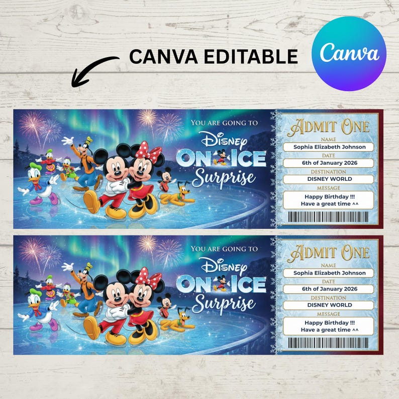 Canva Editable Mouse Disney on Ice Surprise Ticket PNG, Digital ...