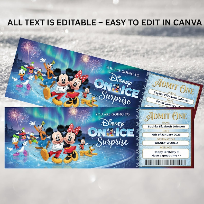 Canva Editable Mouse Disney on Ice Surprise Ticket PNG, Digital ...