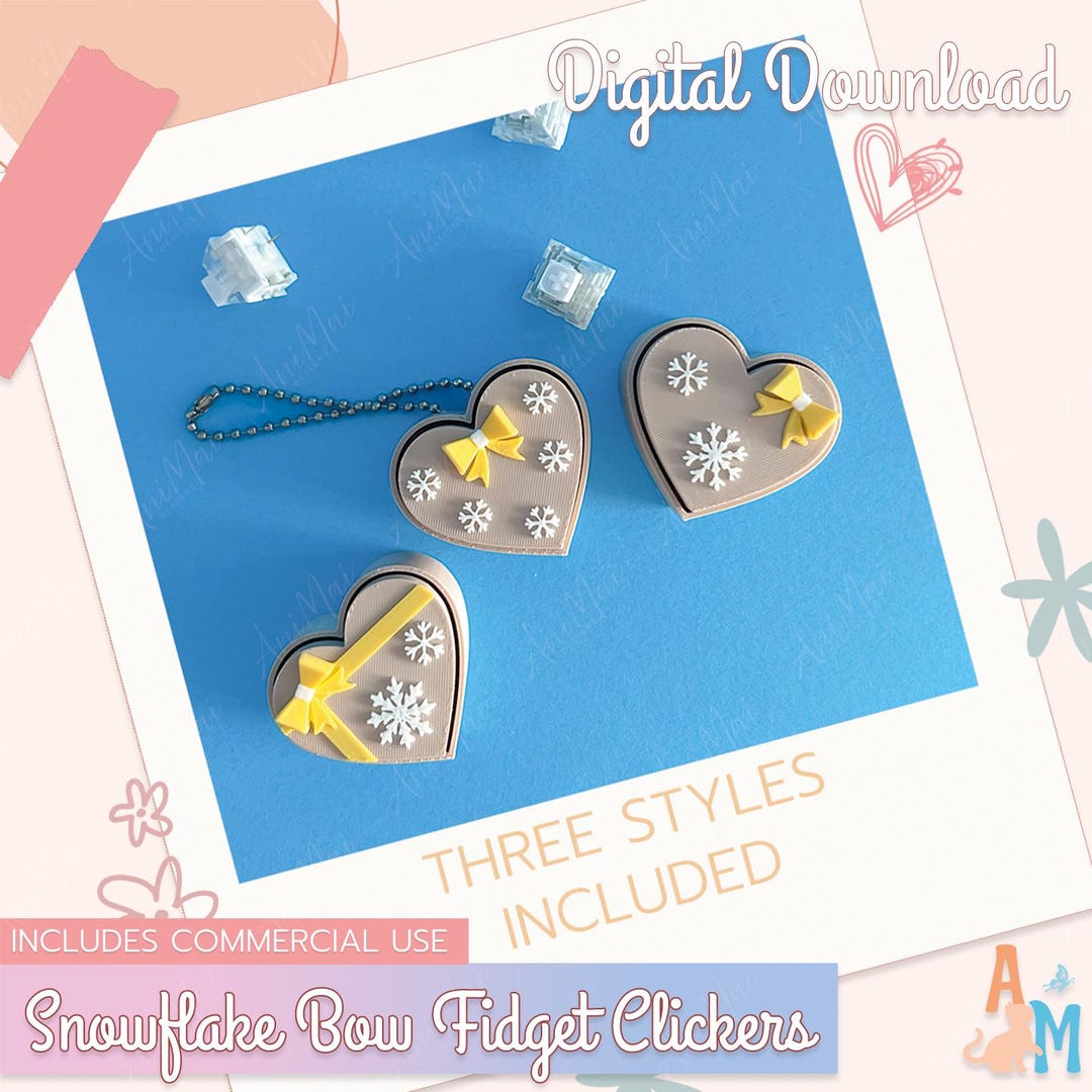 Snowflake Bow Fidget Clickers 3D Print STL File, Digital Download ...