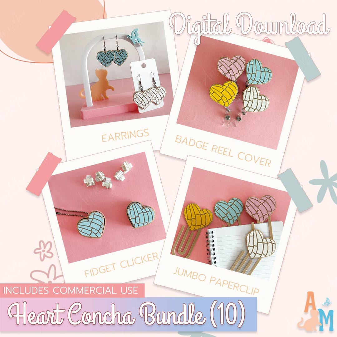 Heart Concha Design Bundle (10 Models) 3D Print STL File, Digital ...