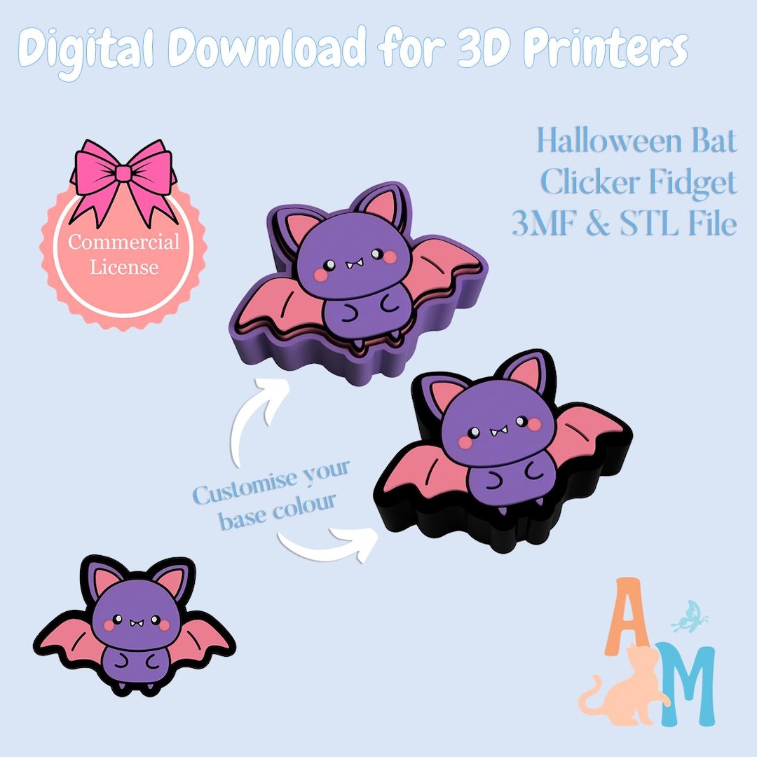 Halloween Bat Clicker Fidget 3D Print STL File, Digital Download - Etsy