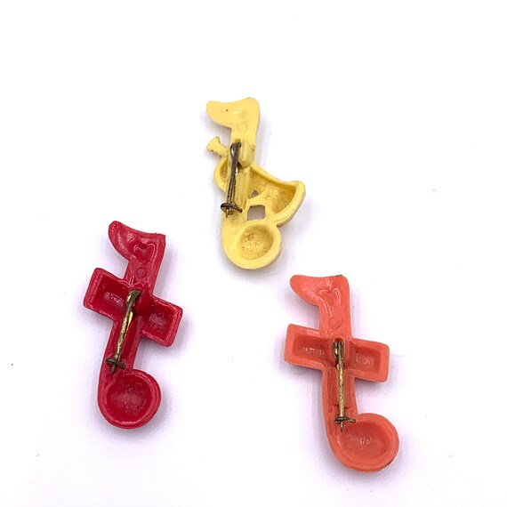 Rock and Roll Plastic Novelty Pins Set of 3 Vintage 5… - Gem