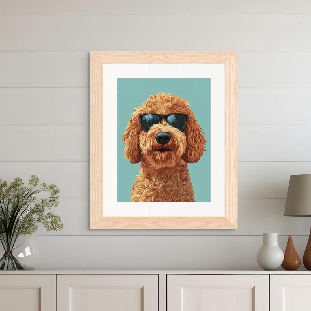 Goldendoodle Dog With Sunglasses Paper Poster Wall Art Dog Lover, Dog ...