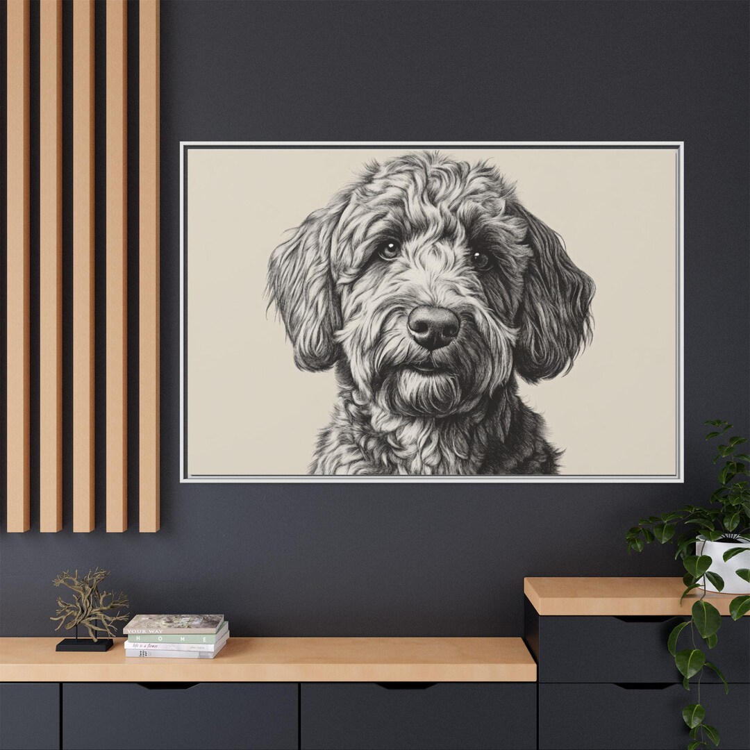 Wall Art Print, Goldendoodle Labradoodle Dog Matte Canvas Framed, Pet ...