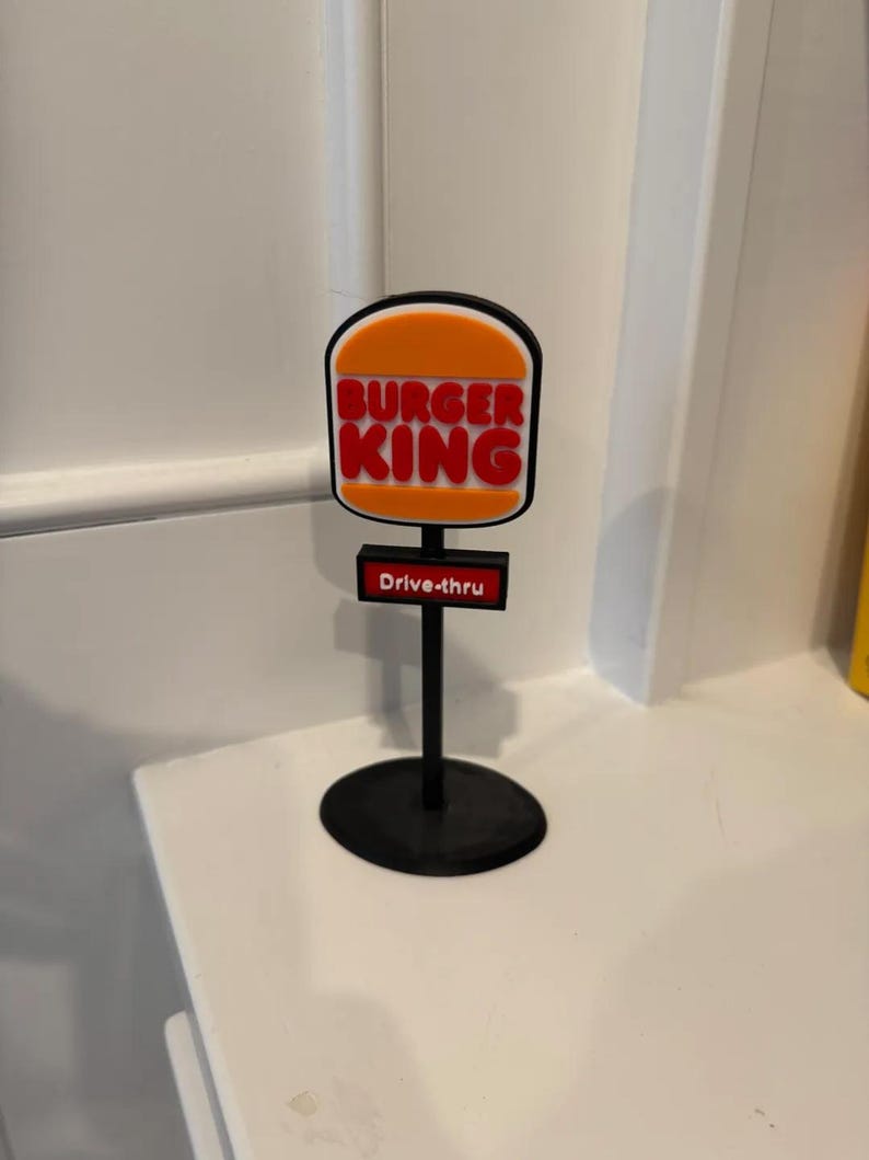 Burger King Inspired 3D Printed Sign – Retro Fast Food Wall Art ...