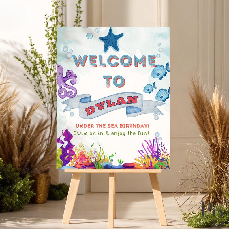 Under the Sea Welcome Sign | Ocean Theme Birthday Party Decor | Sea ...