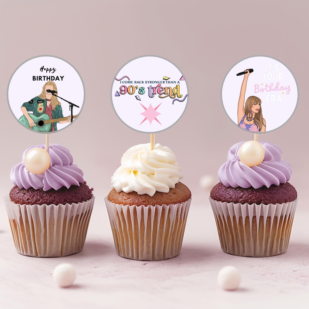 Birthday Eras-inspired Cupcake Toppers Printable Party Decor Concert ...