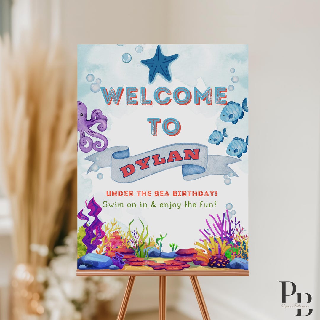 Under the Sea Welcome Sign | Ocean Theme Birthday Party Decor | Sea ...