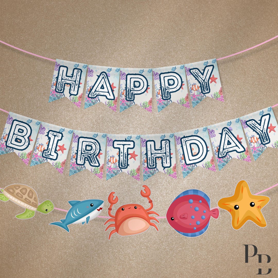 Under the Sea Birthday Banner | Ocean Theme Party Bunting | Sea ...