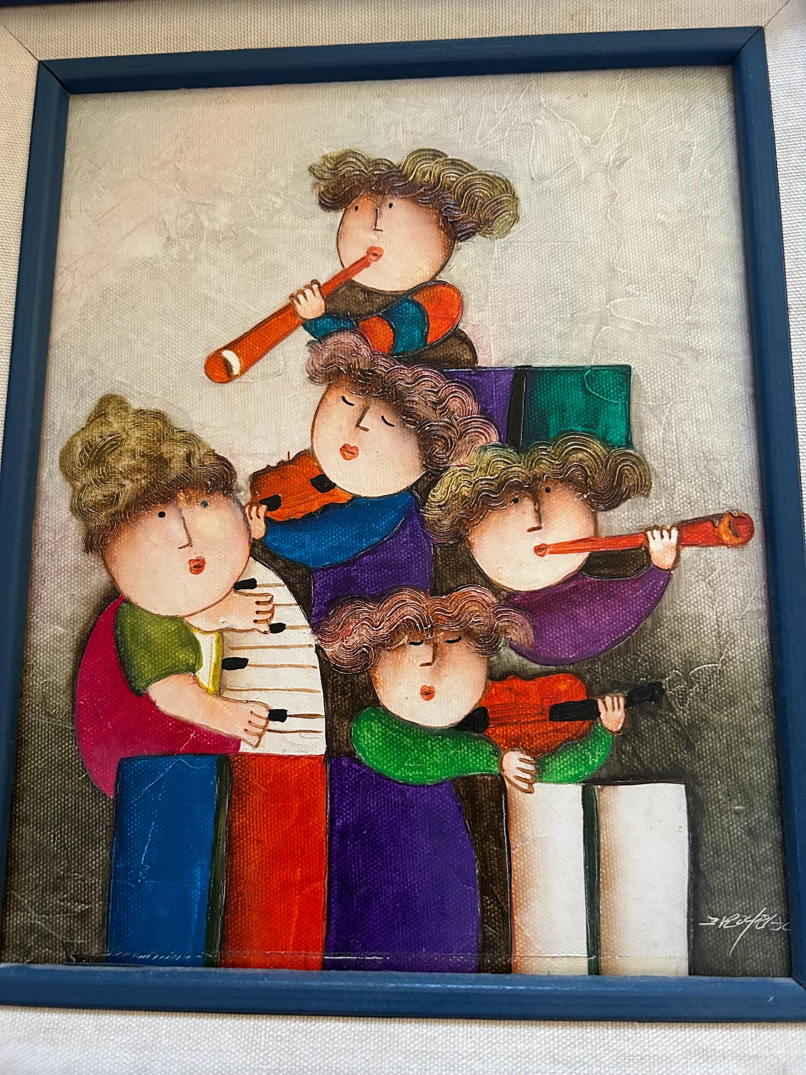 Joyce Roybal Signed Painting Oil on Canvas 10"x 8" Orchestra Musicians ...