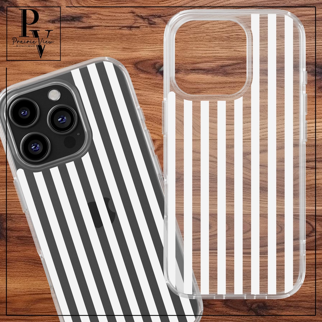 White Striped iPhone Case: Chic Vertical Design, Impact Resistant Cover ...